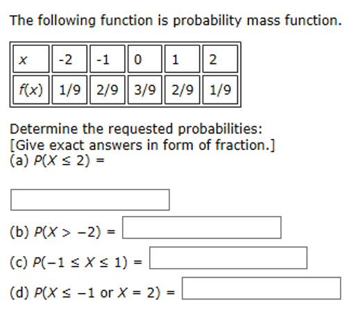 Solved The following function is probability mass function. | Chegg.com