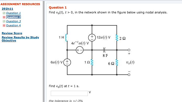 Solved ASSIGNMENT RESOURCES Question 1 Find vo(t), t > 0, in | Chegg.com