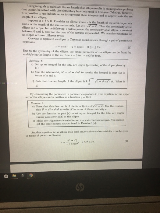 Solved Using integrals to calculate the arc length of an | Chegg.com