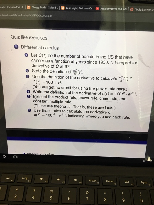 Solved Quiz like exercises: Differential calculus Let C(t) | Chegg.com