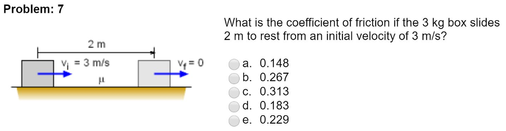 Solved Problem: 7 What is the coefficient of friction if the | Chegg.com