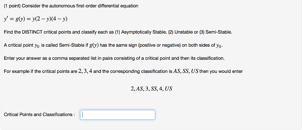 Solved Consider the autonomous first-order differential | Chegg.com