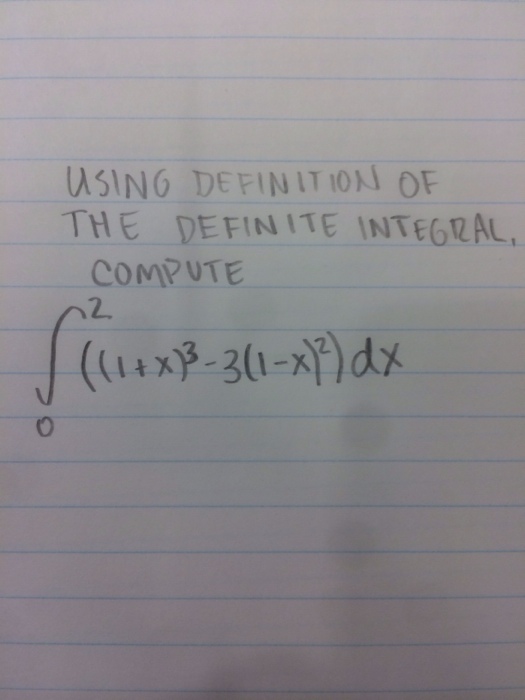 Solved Using Definition of the definite integral, compute | Chegg.com