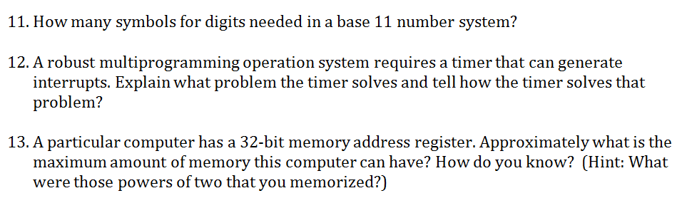 Solved How many symbols for digits needed in a base 11 | Chegg.com