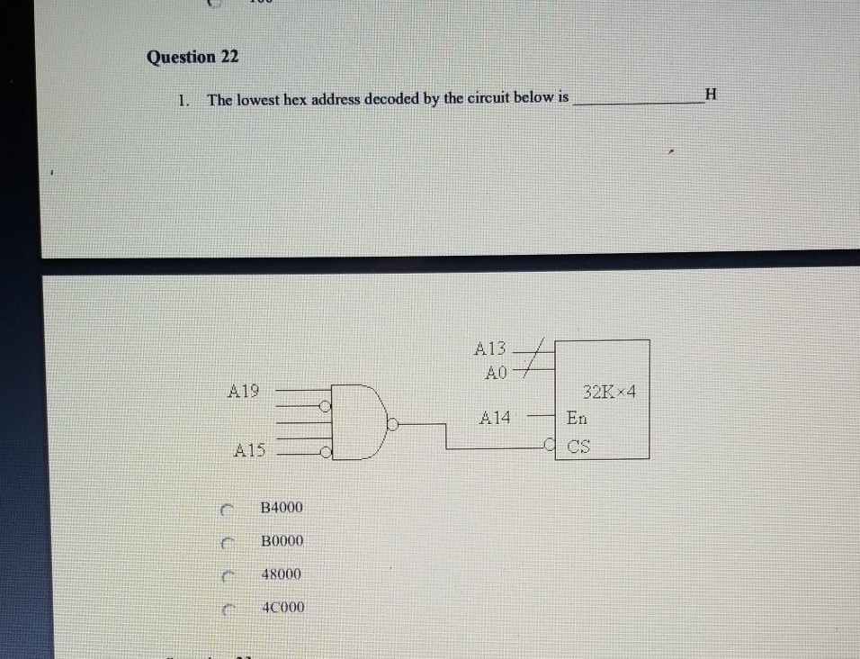 Solved Question 22 1. The lowest hex address decoded by the | Chegg.com