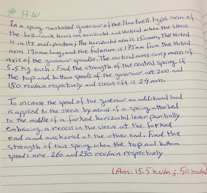 Solved In a spring-controlled governor of the Hartnell type | Chegg.com