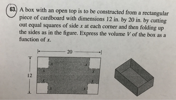 Solved A box with an open top is to be constructed from a | Chegg.com