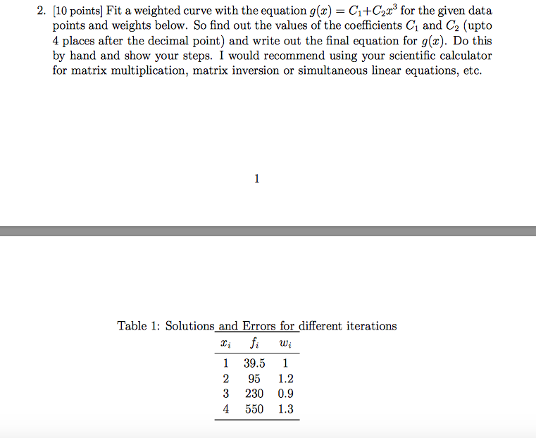 Solved 2. 10 points] Fit a weighted curve with the equation | Chegg.com