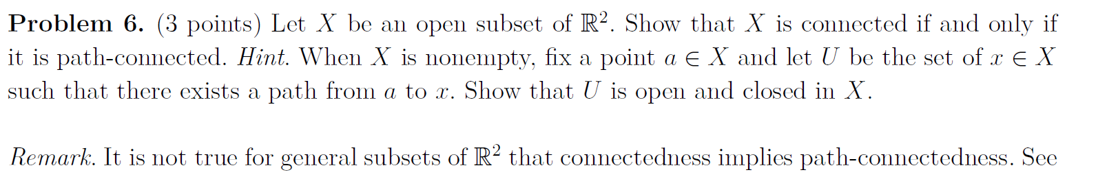 Solved Problem 6. (3 points) Let X be an open subset of R2. | Chegg.com