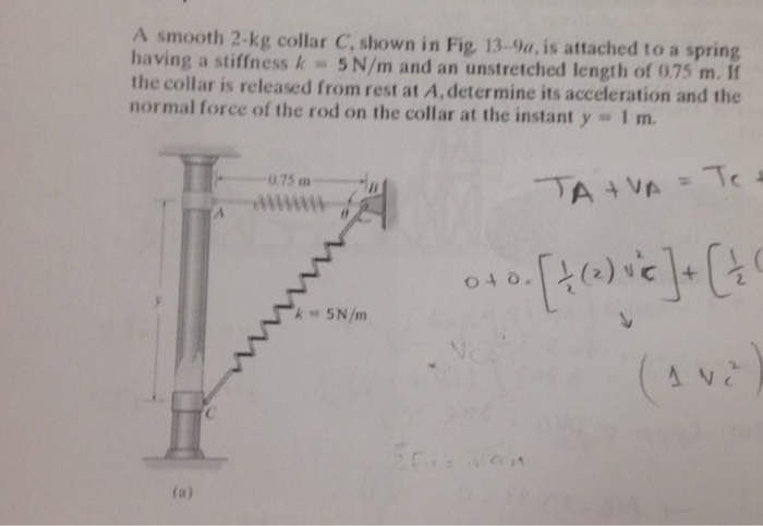 Solved A smooth 2-kg collar C, shown in Fig. 13 - 9a, is | Chegg.com