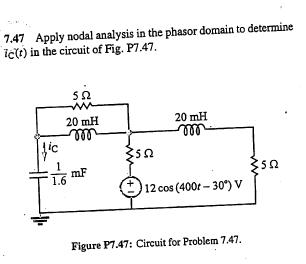 Apply nodal analysis in the phasor domain to | Chegg.com