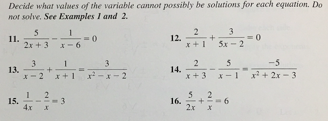 Solved Do not solve. Decide what values of the variable | Chegg.com