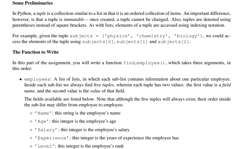Solved Some Preliminaries In Python A Tuple Is A Collection