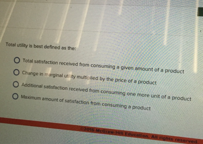 Solved Total satisfaction received from consuming a given | Chegg.com