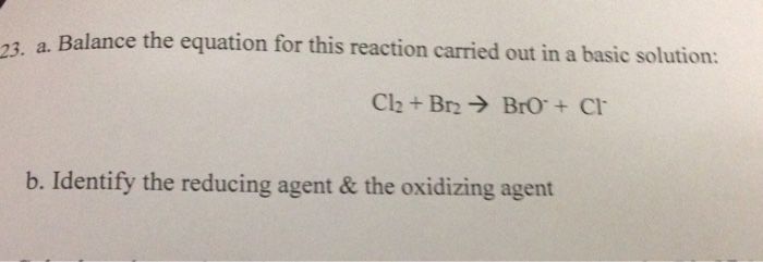 Solved Balance the equation for this reaction carried out in | Chegg.com