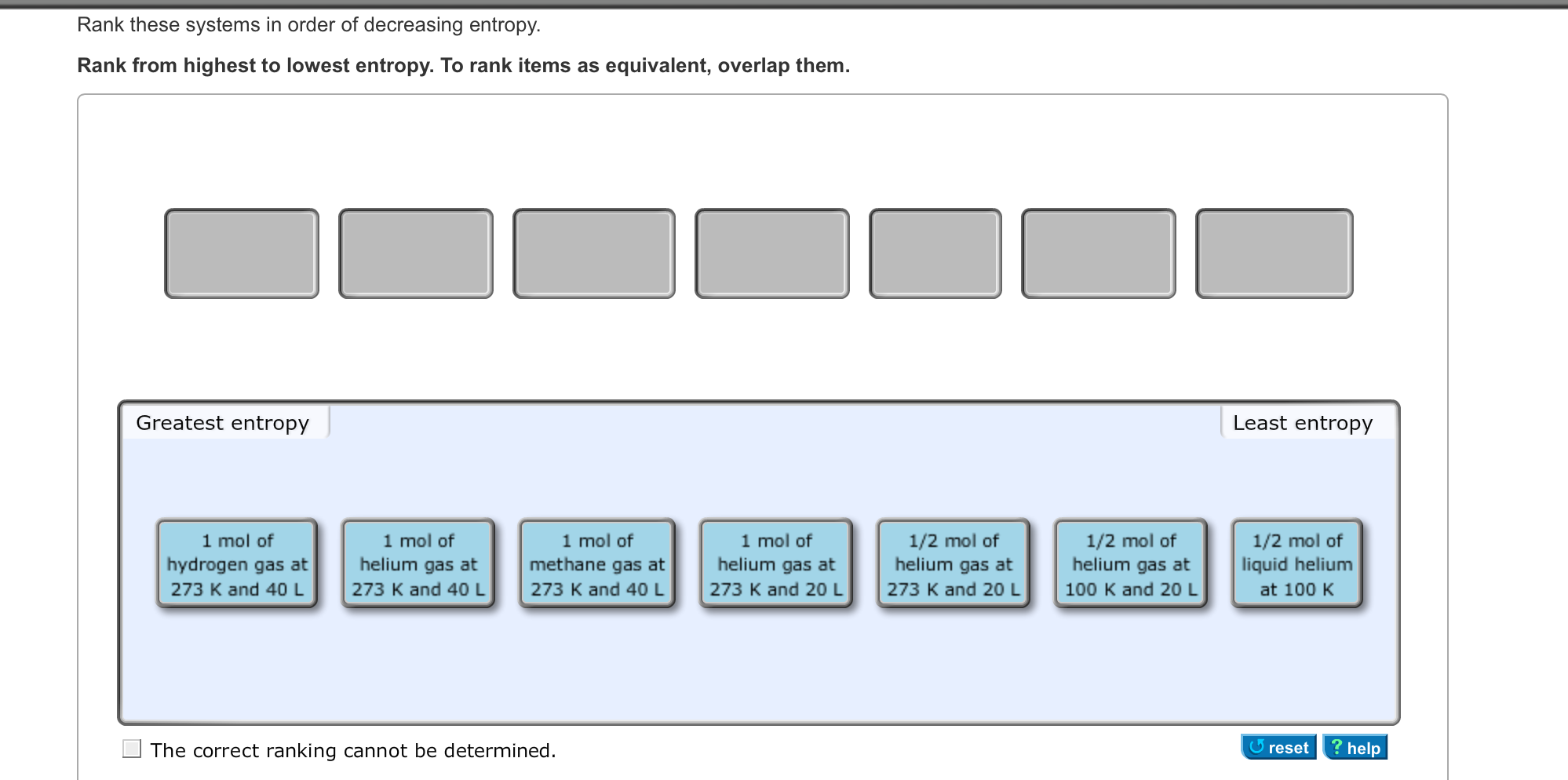Solved Rank These Systems In Order Of Decreasing Entropy