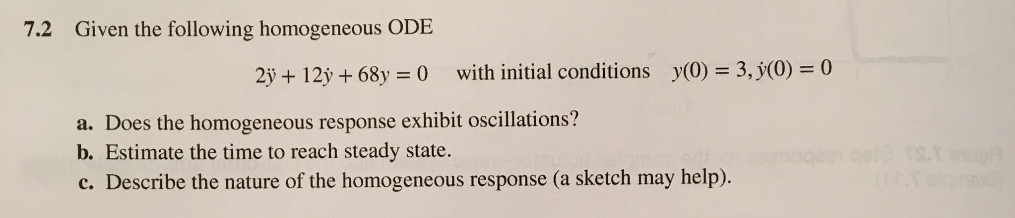 Solved Given the following homogeneous ODE 2y + 12y + 68y = | Chegg.com