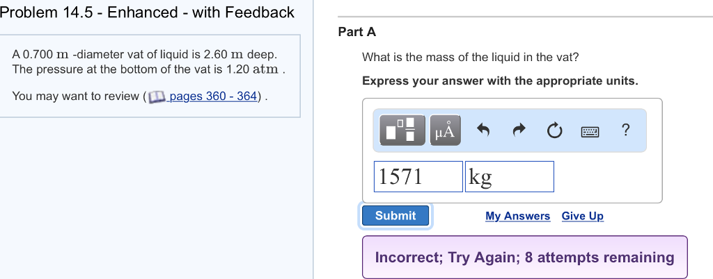 Solved A 0.700 m diameter vat of liquid is 2.60 m deep. The | Chegg.com