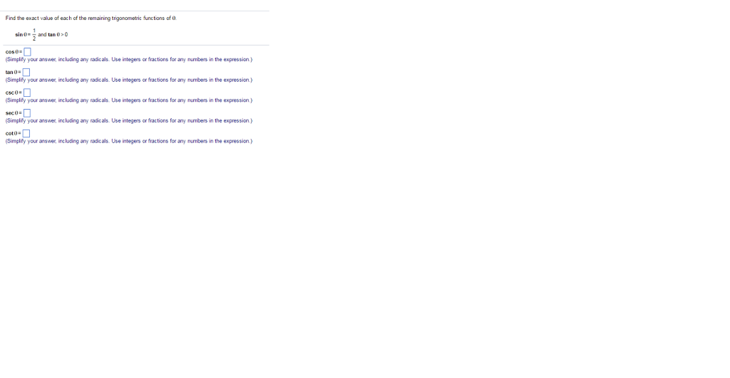 Solved Find the exact value of h of the remaining | Chegg.com