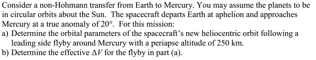 Solved Consider a non-Hohmann transfer from Earth to | Chegg.com
