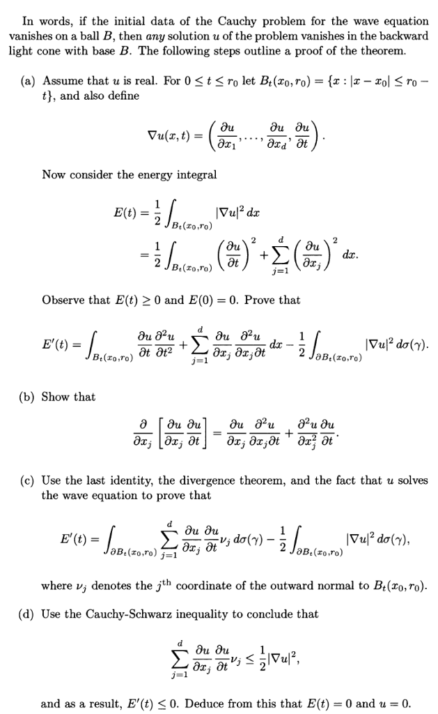 Backword light cone wave equation uniqueness proof | Chegg.com