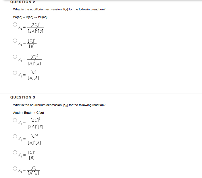 Solved What is the equilibrium expression (K_c) for the | Chegg.com