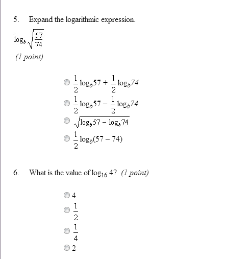 Solved Expand the logarithmic expression. What is the value | Chegg.com