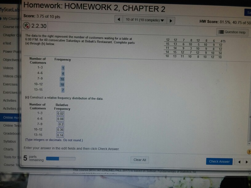 Solved Homework: HOMEWORK 2, CHAPTER 2 yStatLa My Cours | Chegg.com