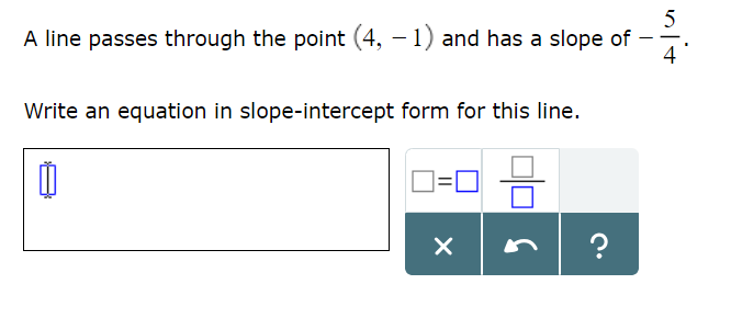 Solved A line passes through the point (4, 1) and has a | Chegg.com