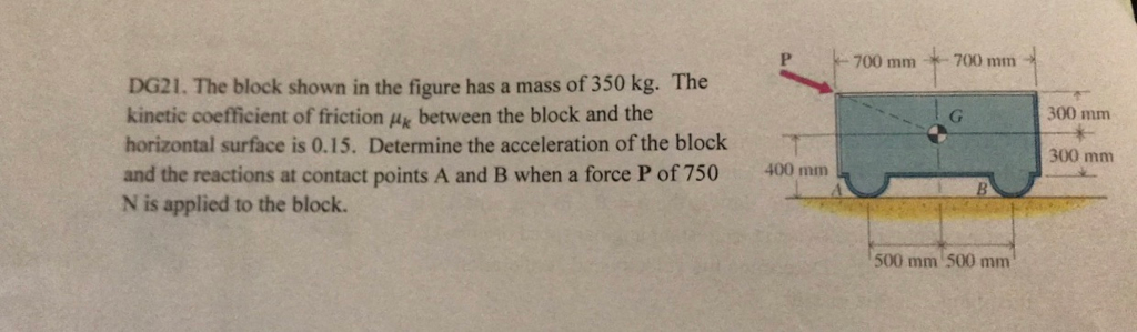 Solved 700mim t 700 min 1 700 mm 700 mm DG21. The block | Chegg.com
