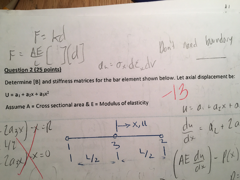 Solved Determine [B] and stiffness matrices for the bar | Chegg.com