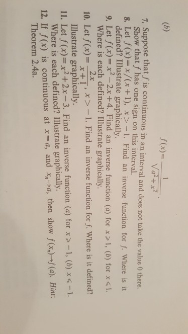 Solved 7. Suppose that fis continuous in an interval and | Chegg.com