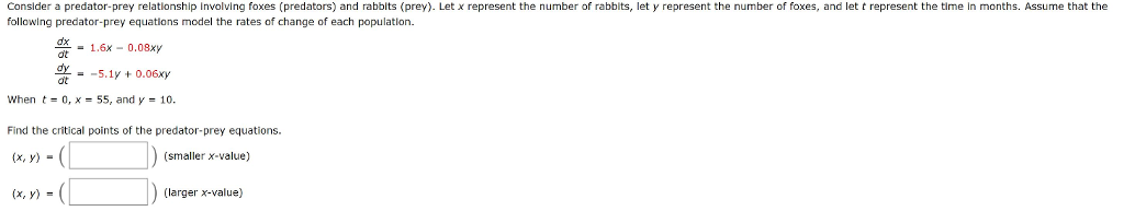 Solved Consider a predator-prey relationship involving foxes | Chegg.com