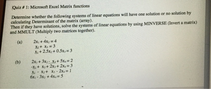 Solved Determine whether the following systems of linear | Chegg.com