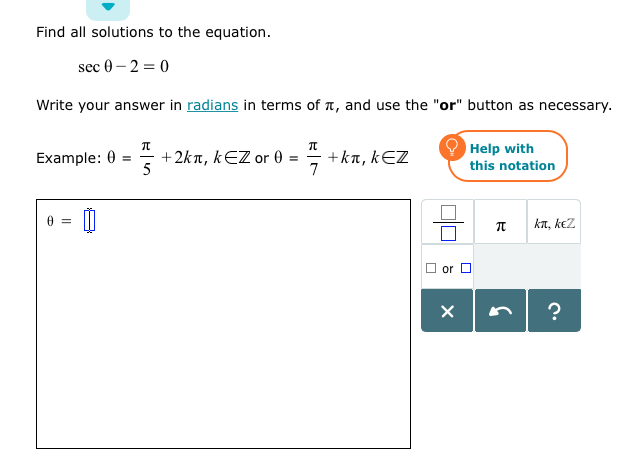 Solved Find all solutions to the equation. sec 0-2 0 Write | Chegg.com
