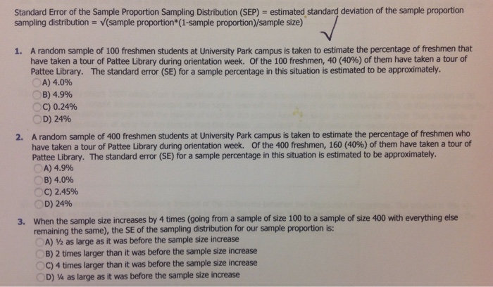 Solved Standard Error of the Sample Proportion Sampling | Chegg.com