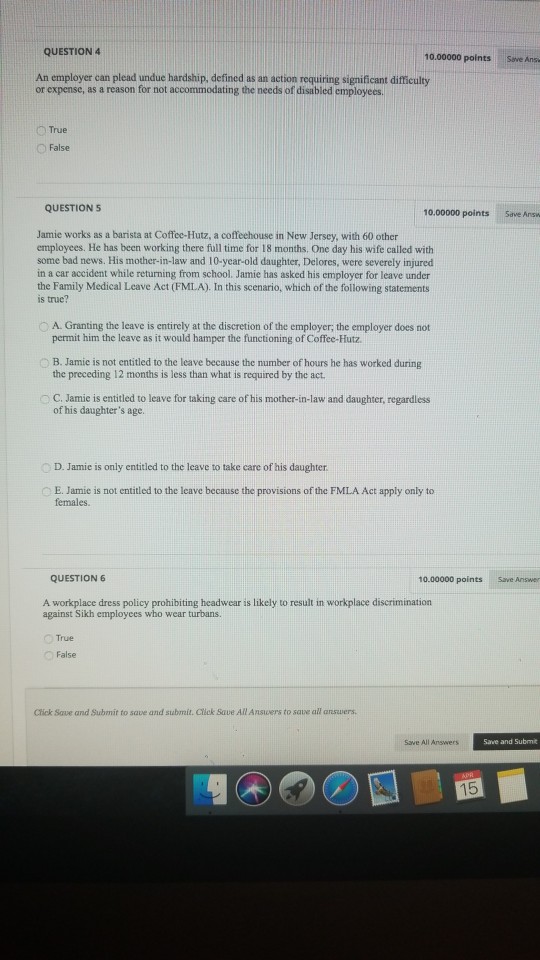 Solved QUESTION 4 10.00000 points Save Ansa An employer can | Chegg.com