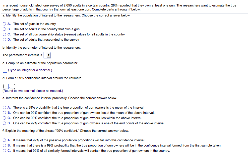 Solved In a recent household telephone survey of 2,650 | Chegg.com