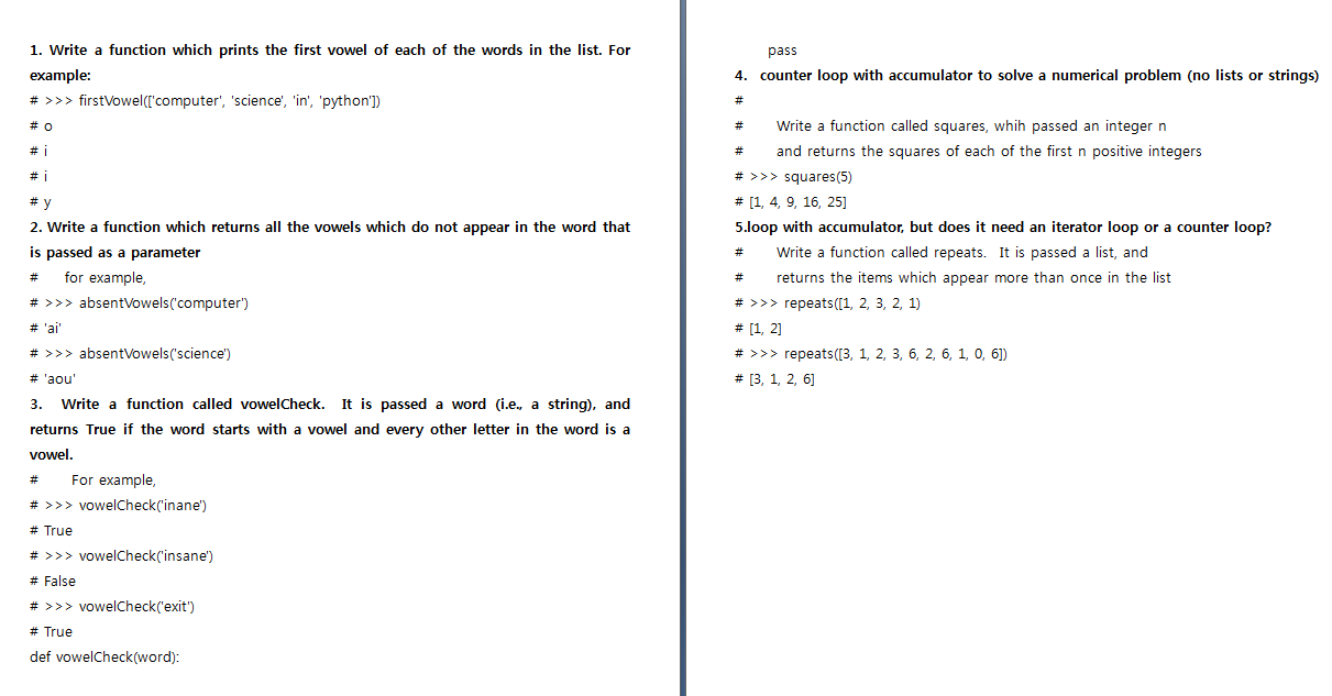 Solved Write a function which prints the first vowel of each | Chegg.com