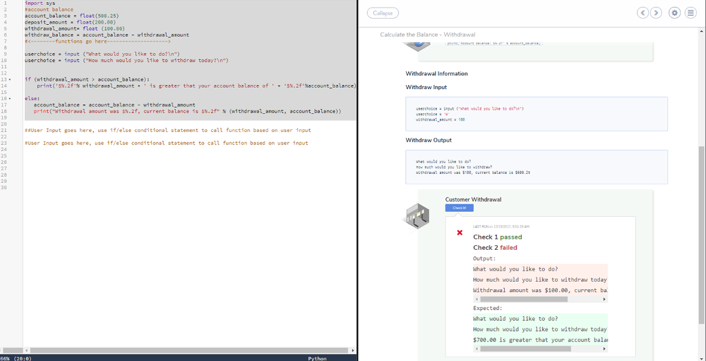 Solved Calculate the Balance - Withdrawal If the action | Chegg.com