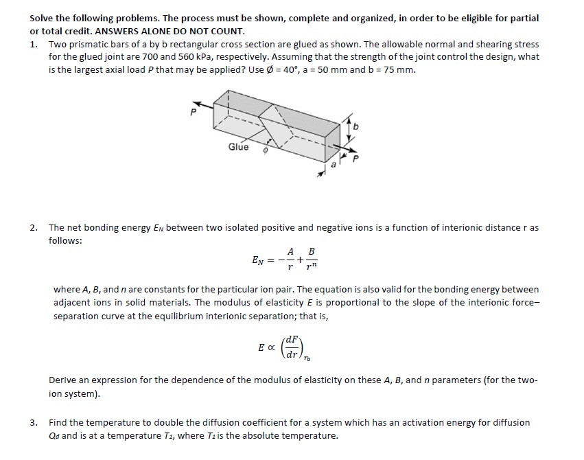 Solve the following problems. 1. Two prismatic bars | Chegg.com