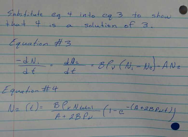 Solved Substitute eq 4 into eq 3 to show that 4 is a | Chegg.com