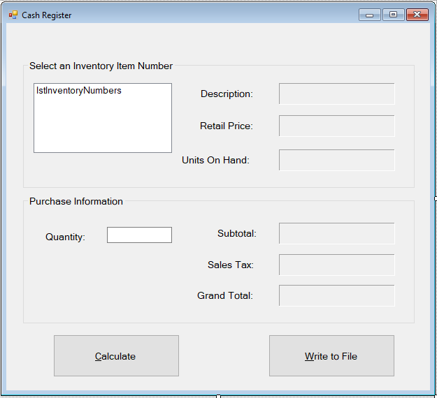 Solved Cash Register Select an Inventory Item Number | Chegg.com