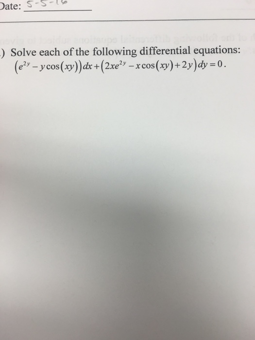 Solved Solve each of the following differential equations: | Chegg.com