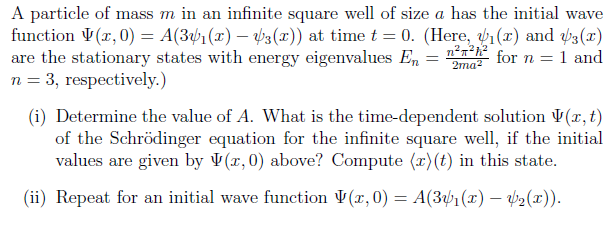 Solved A particle of mass m in an infinite square well of | Chegg.com