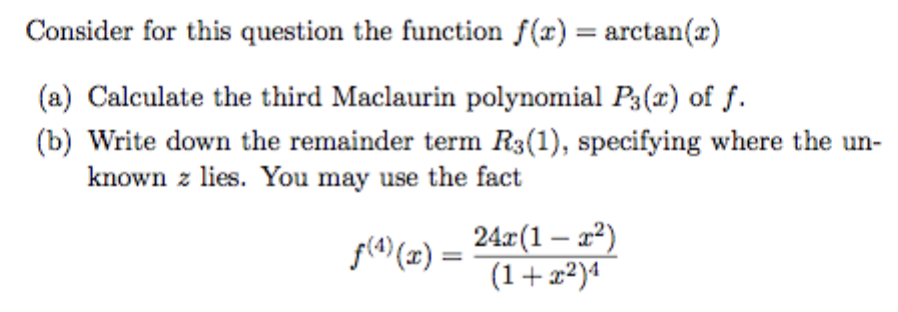 Solved Consider for this question the function f(x) = | Chegg.com