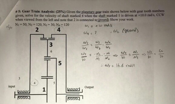 Solved 5 Gear Train Analysis 25 Given The Planetary