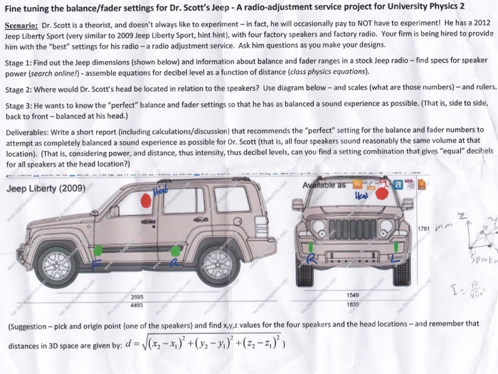 Fine tuning the balance/fader settings for Dr. | Chegg.com
