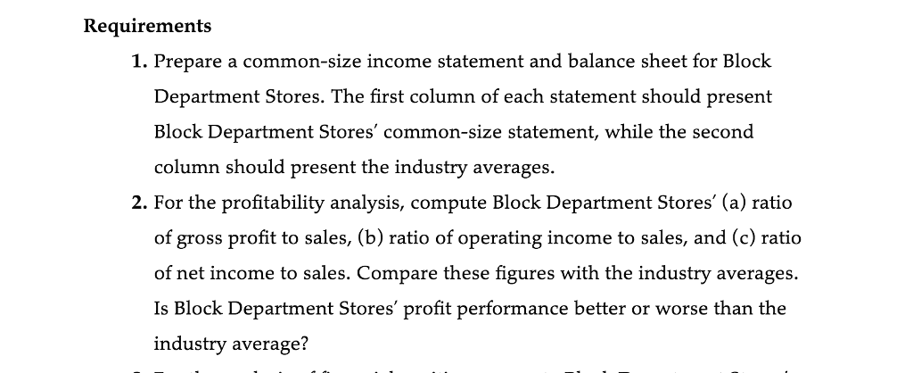 Solved Block Department Stores' chief executive officer | Chegg.com