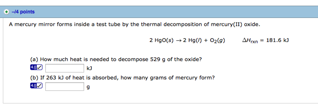 Solved A mercury mirror forms inside a test tube by the | Chegg.com